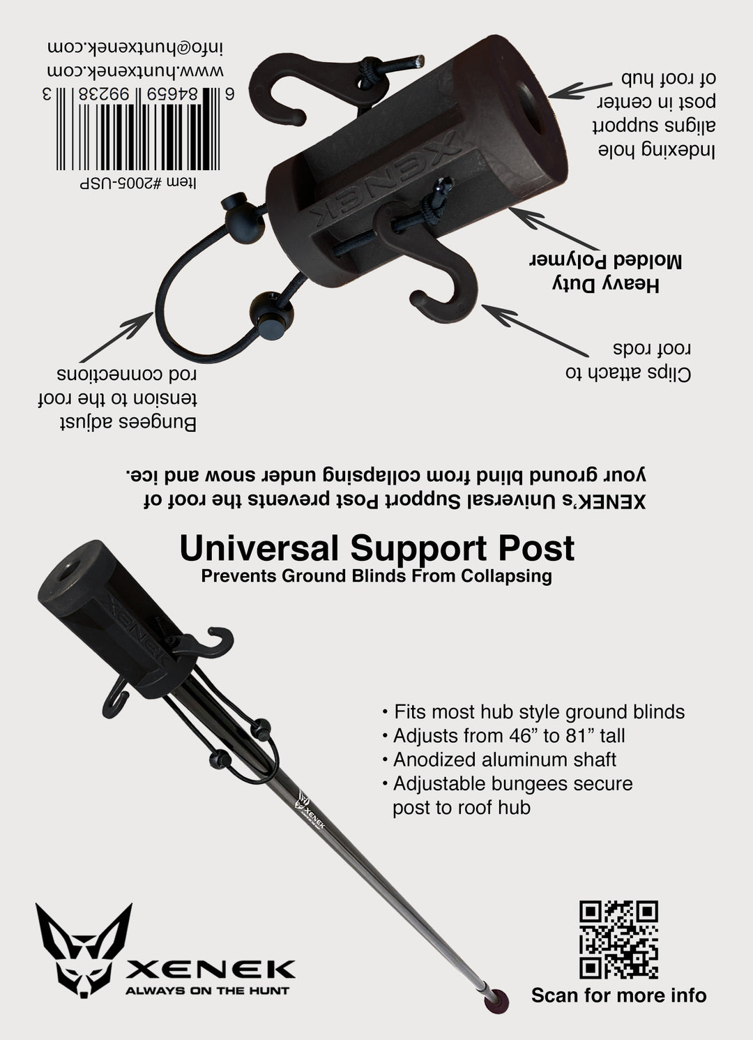 Universal Support Post For Hub Style blinds – Greylight